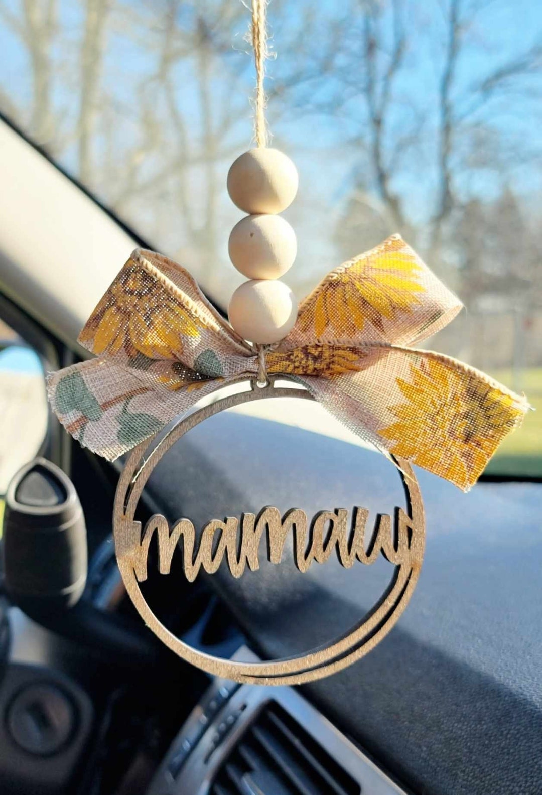 Mamaw Car Charm: Maple Wood Rear View Mirror Ornament - Etsy