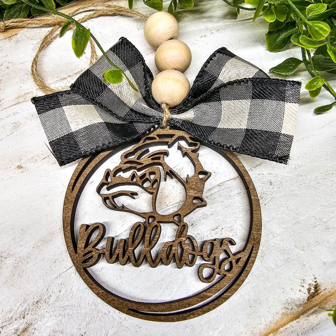 Bulldogs Rear View Mirror Car Charm Ornament Auto Jewelry School Mascot ...