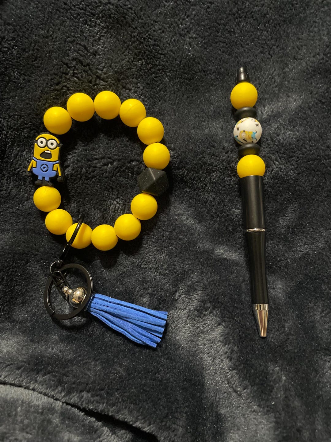 Minion Beaded Keychain Bracelet - Etsy