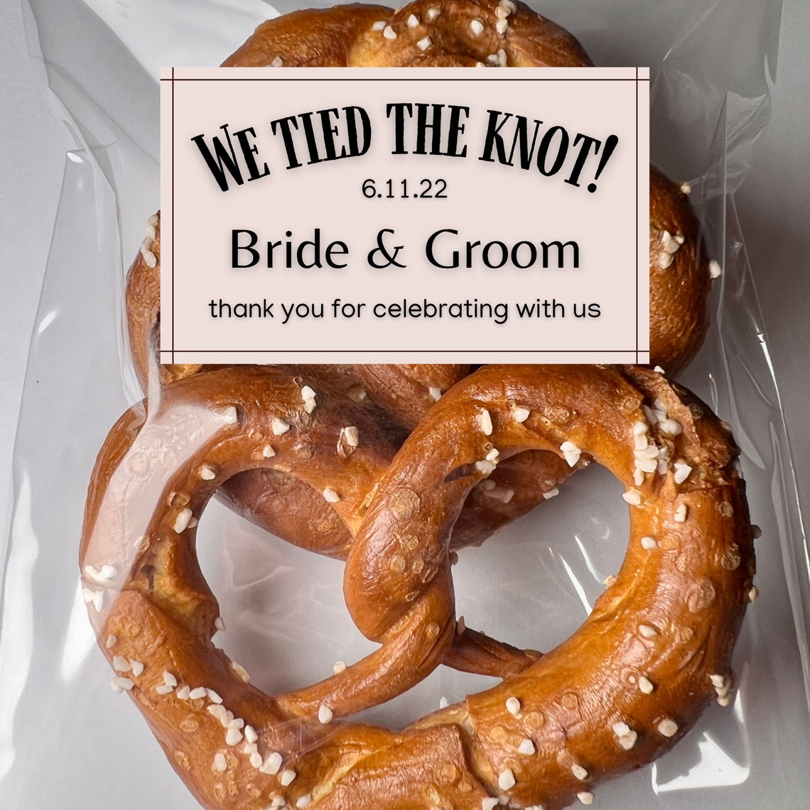 We Tied the Knot Handmade Hard Pretzel Wedding Favor fully Customizable ...