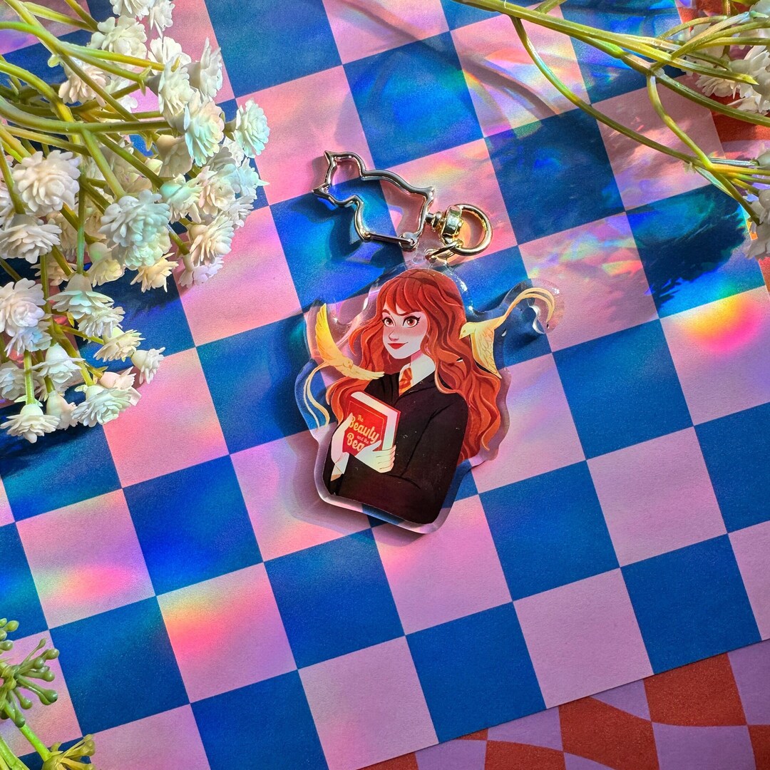 Hermione Acrylic Charm Harry Potter Keychain Epoxy Coated Front - Etsy