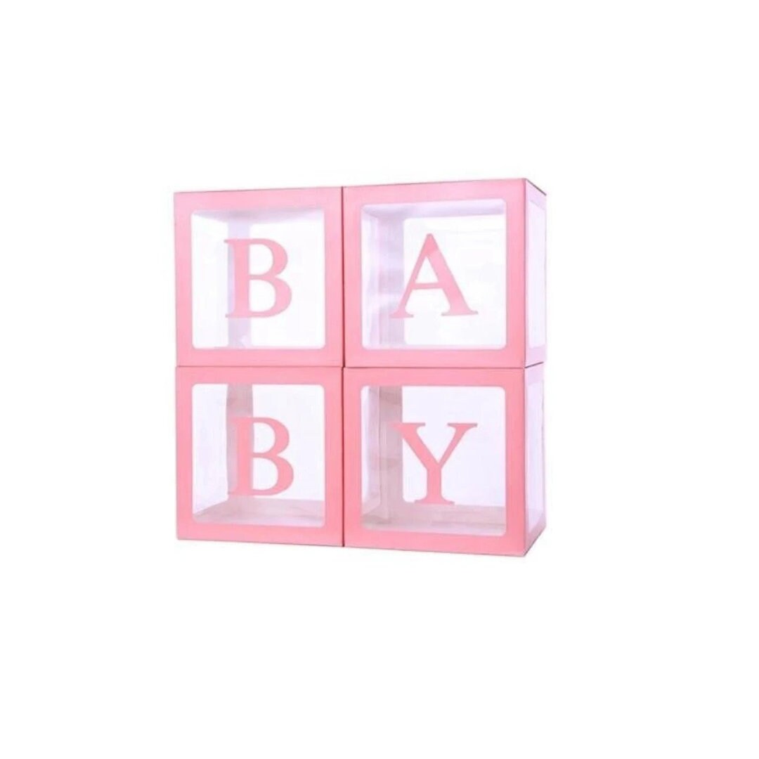 Custom Pink Baby Balloon Blocks, Personalized Baby Name Balloon Box ...