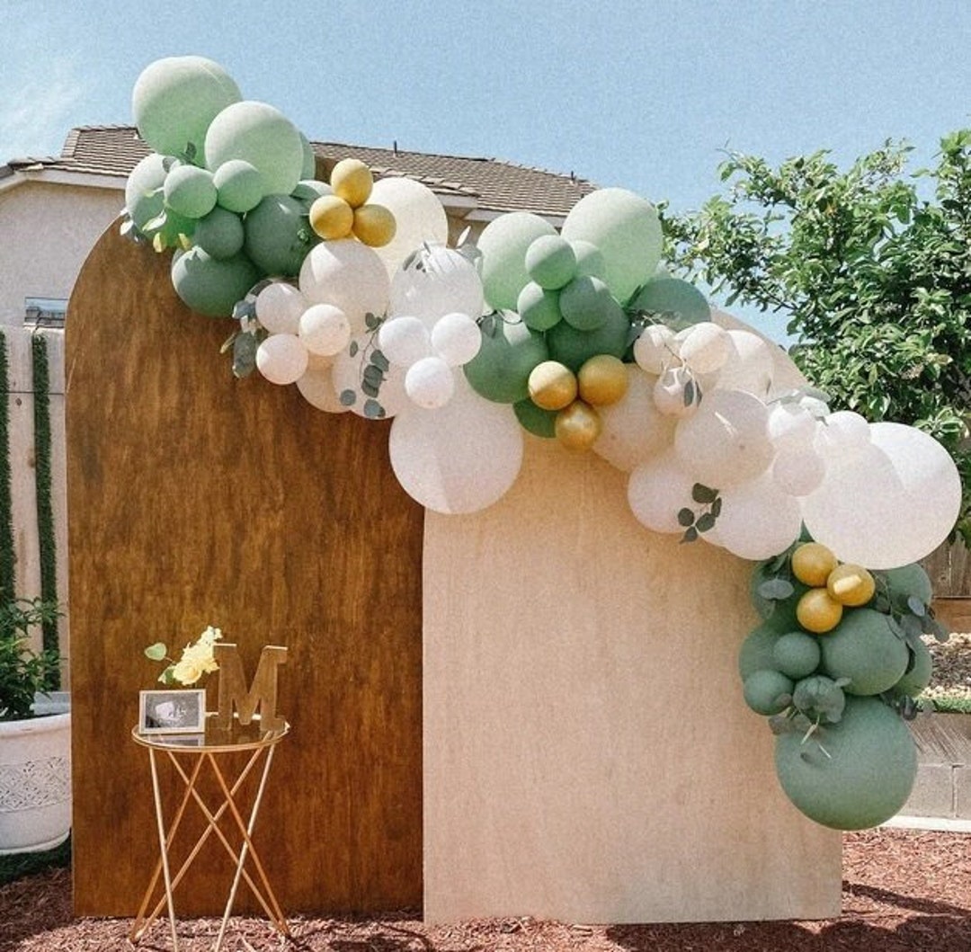 Eucalyptus Birthday Party Decoration, Sage Green and White DIY Balloon ...