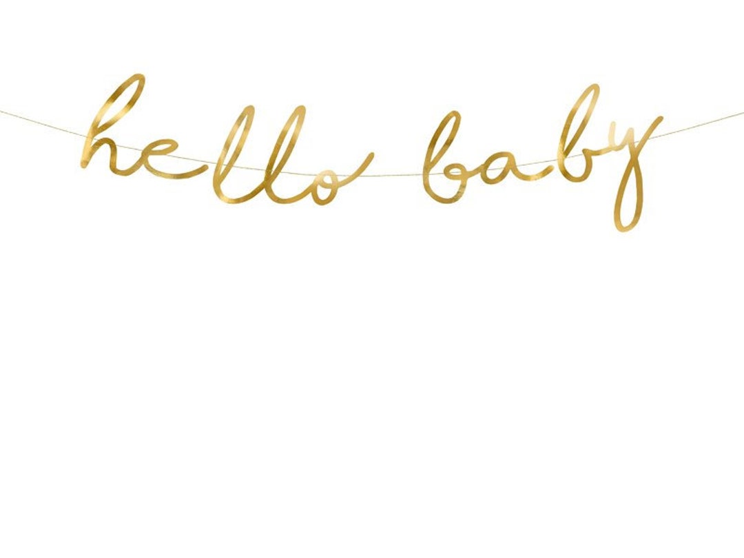 Gold Hello Baby Banner | Gold Baby Shower | Christening Banner | Gender ...