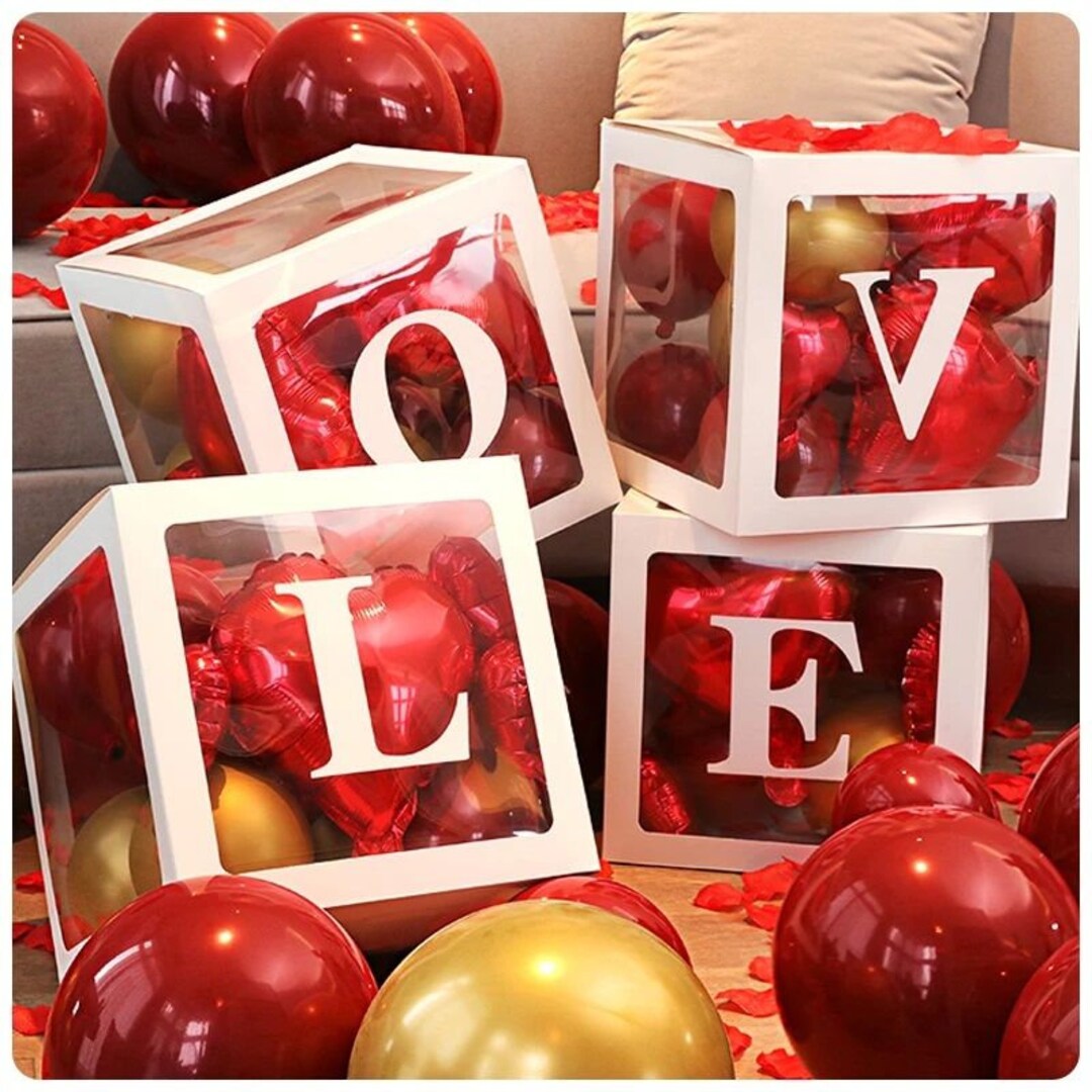 White Love Boxes | Love Balloon Boxes | Love Blocks | Valentines Day Decor | Balloon Box ...