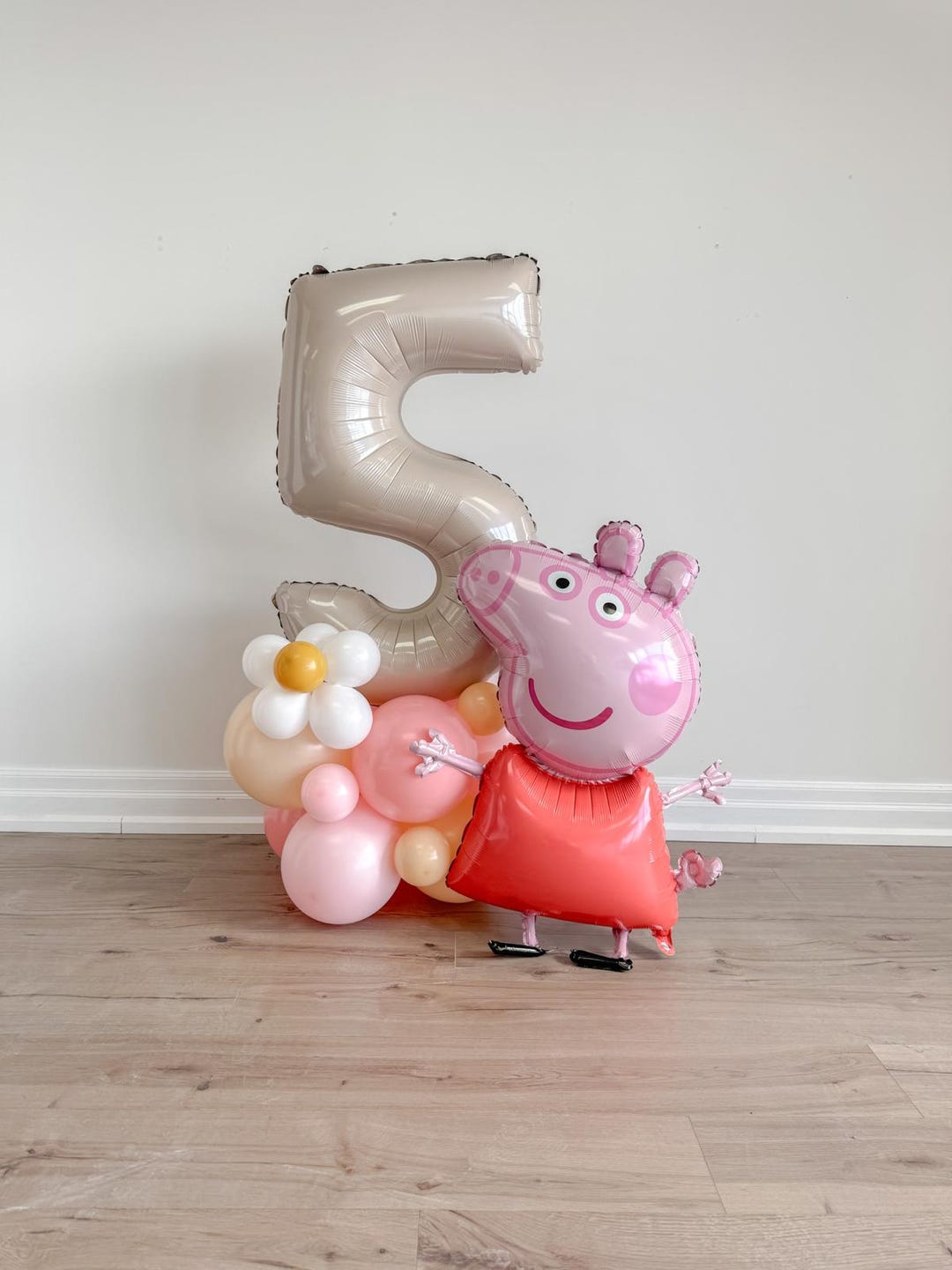 Licensed Peppa Pig Birthday Balloon Tower Pink Daisy Flower Balloon ...