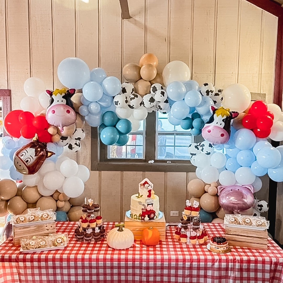 Cow Boy Country Farm Animal Themed Southern Retro Blue DIY Balloon ...