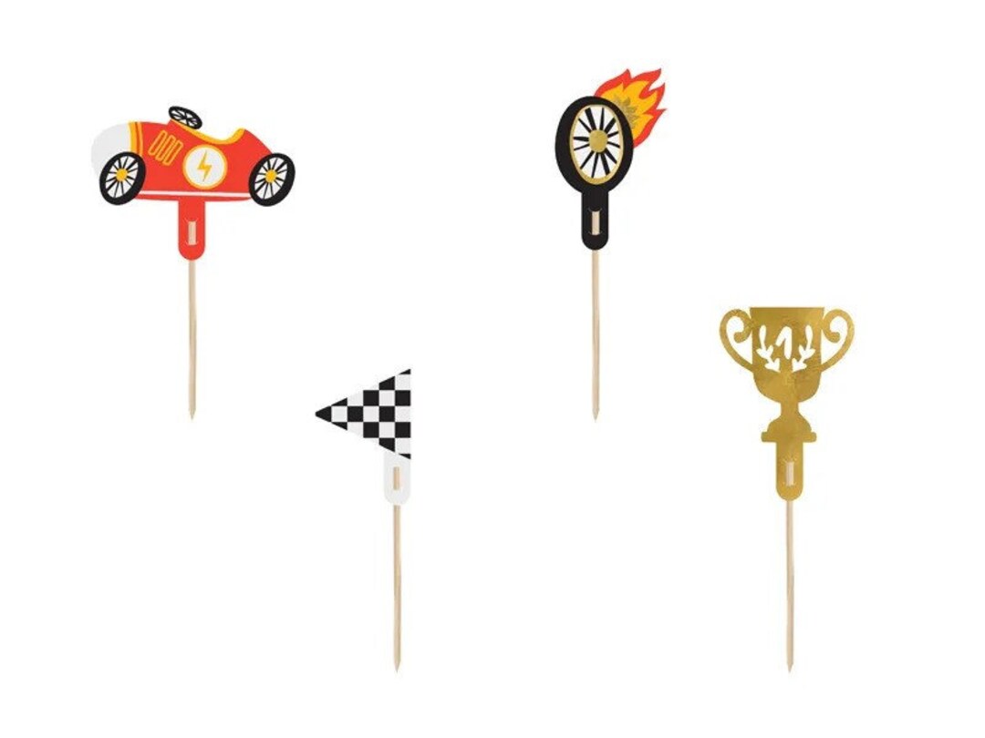 Vintage Race Car Cupcake Toppers | Race Car Cake Toppers | Two Fast ...