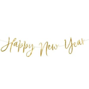 Gold Script Happy New Year Banner | Gold Happy New Year Sign | Holiday ...