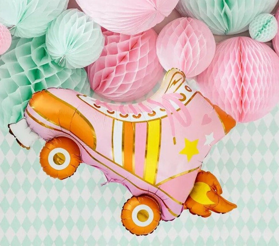 Jumbo Foil Roller Skate Balloon | Retro Roller Skate | Pink Roller ...
