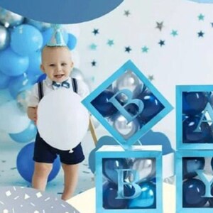 Custom Blue Baby Balloon Blocks, Personalized Baby Name Balloon Box ...