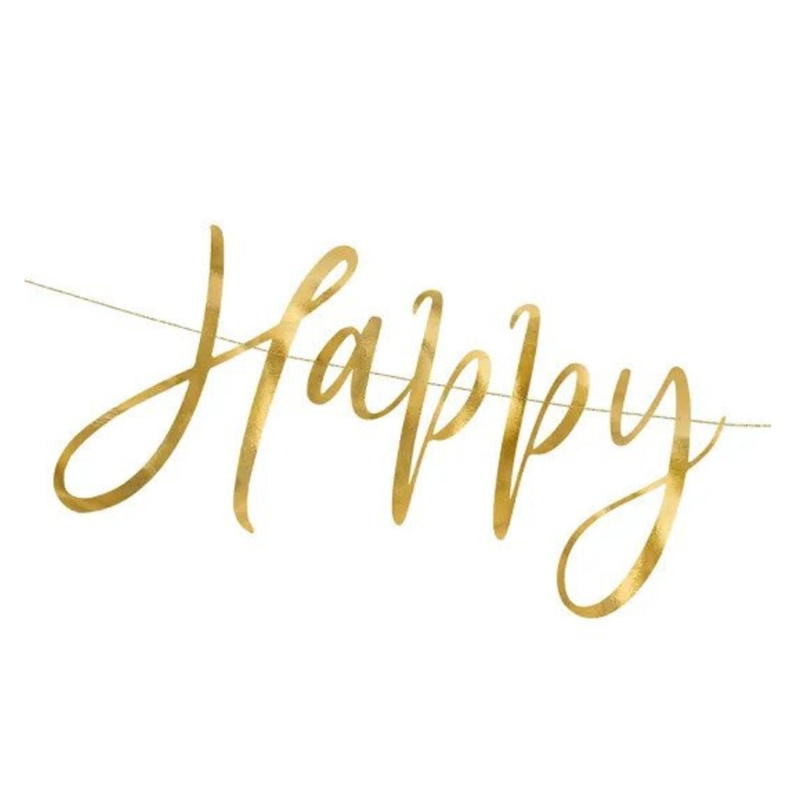 Gold Script Happy New Year Banner | Gold Happy New Year Sign | Holiday ...