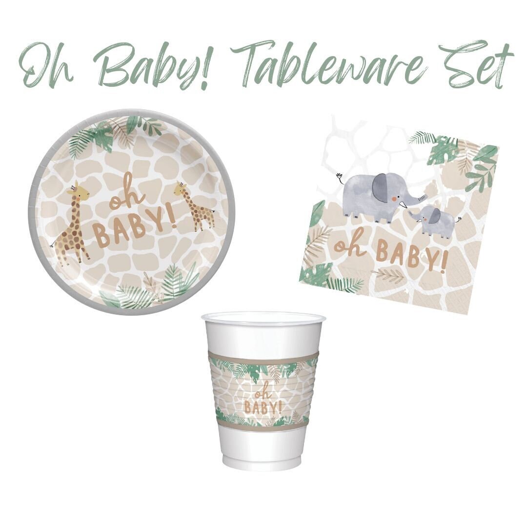 Oh Baby Tableware Set Baby Shower Tableware Decor Baby Shower ...