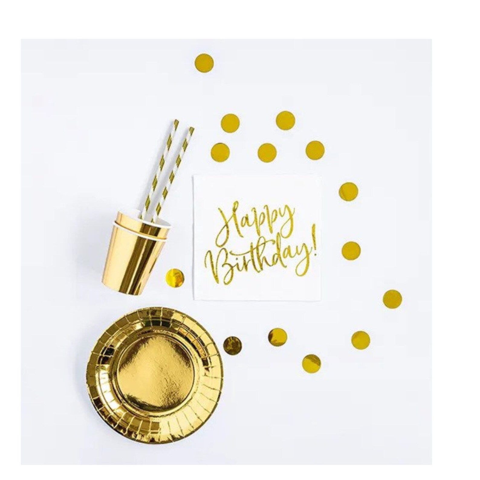 Gold Birthday Party Decor Set | Happy Birthday Banner | Gold Birthday ...