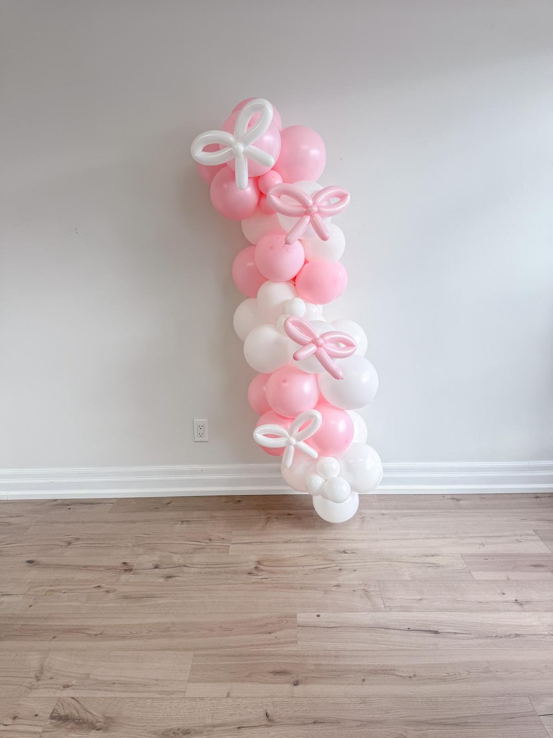 Pink Bow Balloon Garland Kit Pink and White Bows Balloon Arch Tying the ...