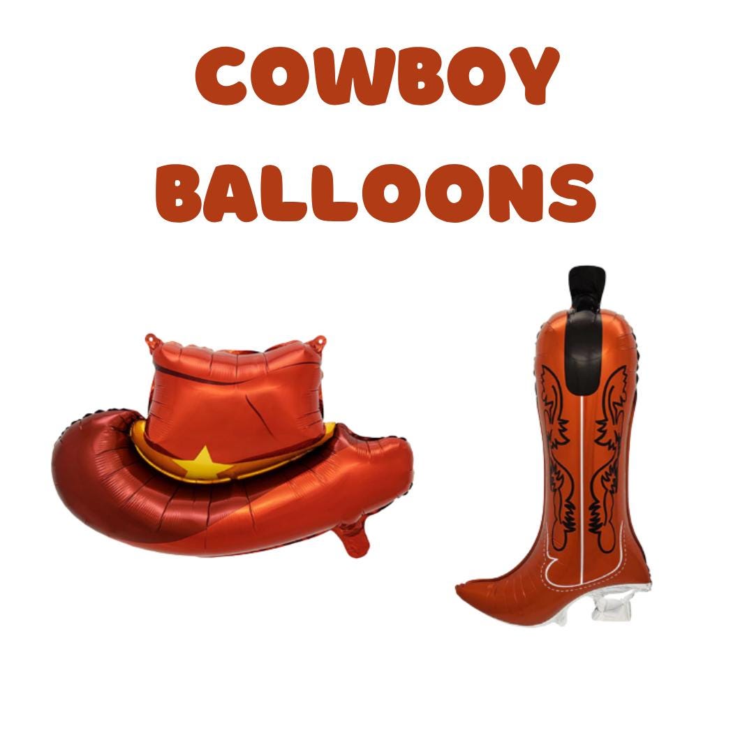 Red Sheriff Cowboy Hat Foil Balloon, Mylar Cowboy Boot Balloon, Cowboy ...