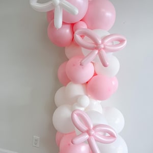 Pink Bow Balloon Garland Kit Pink and White Bows Balloon Arch Tying the ...