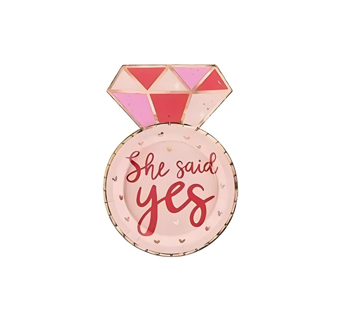 She Said Yes Engagement Ring Paper Plates | Hen Party Plate ...