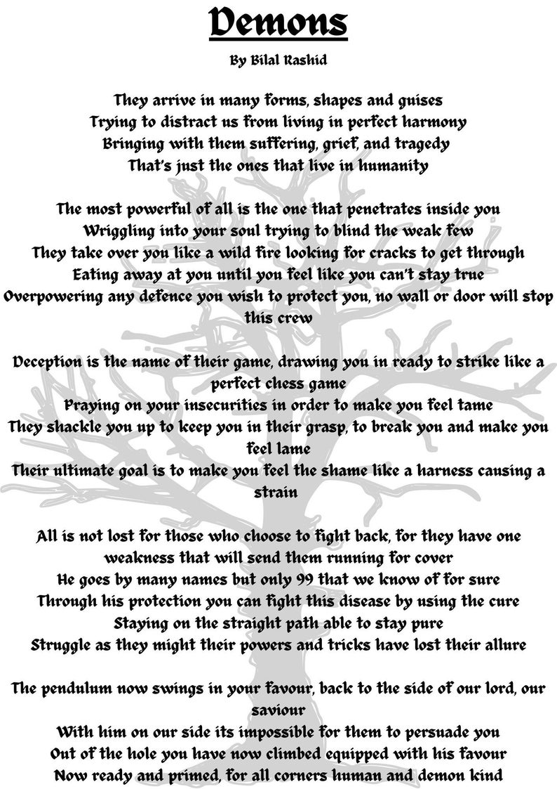 Demons Poem Digital Download - Etsy Ireland