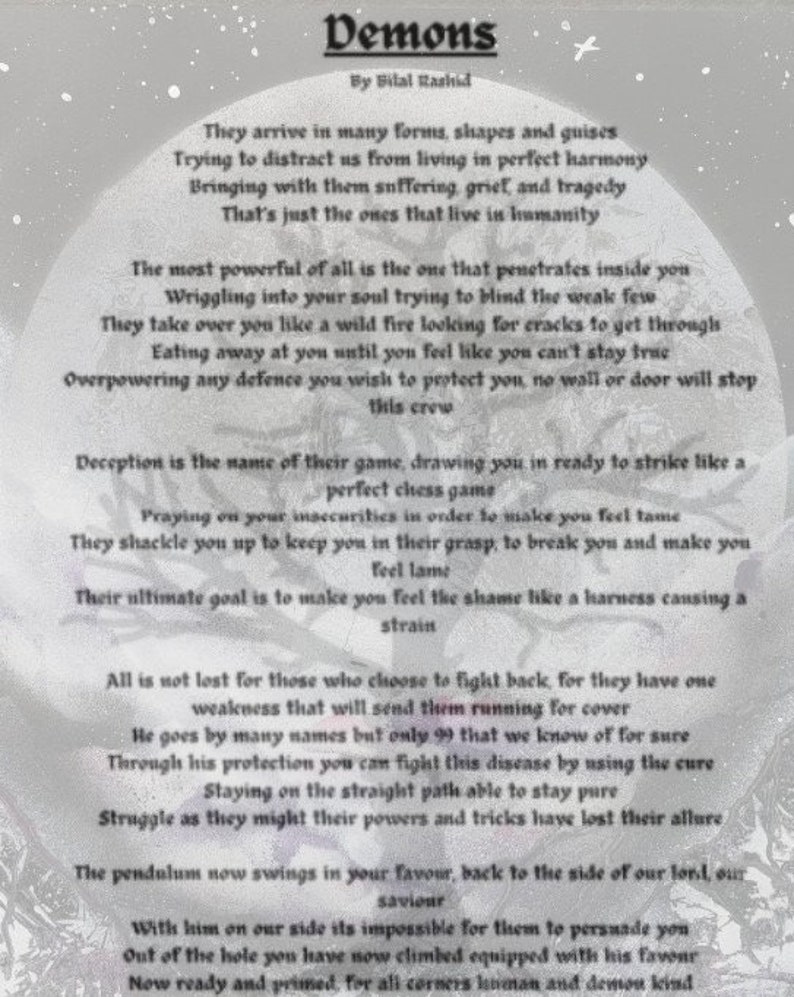 Demons Poem Digital Download - Etsy Ireland