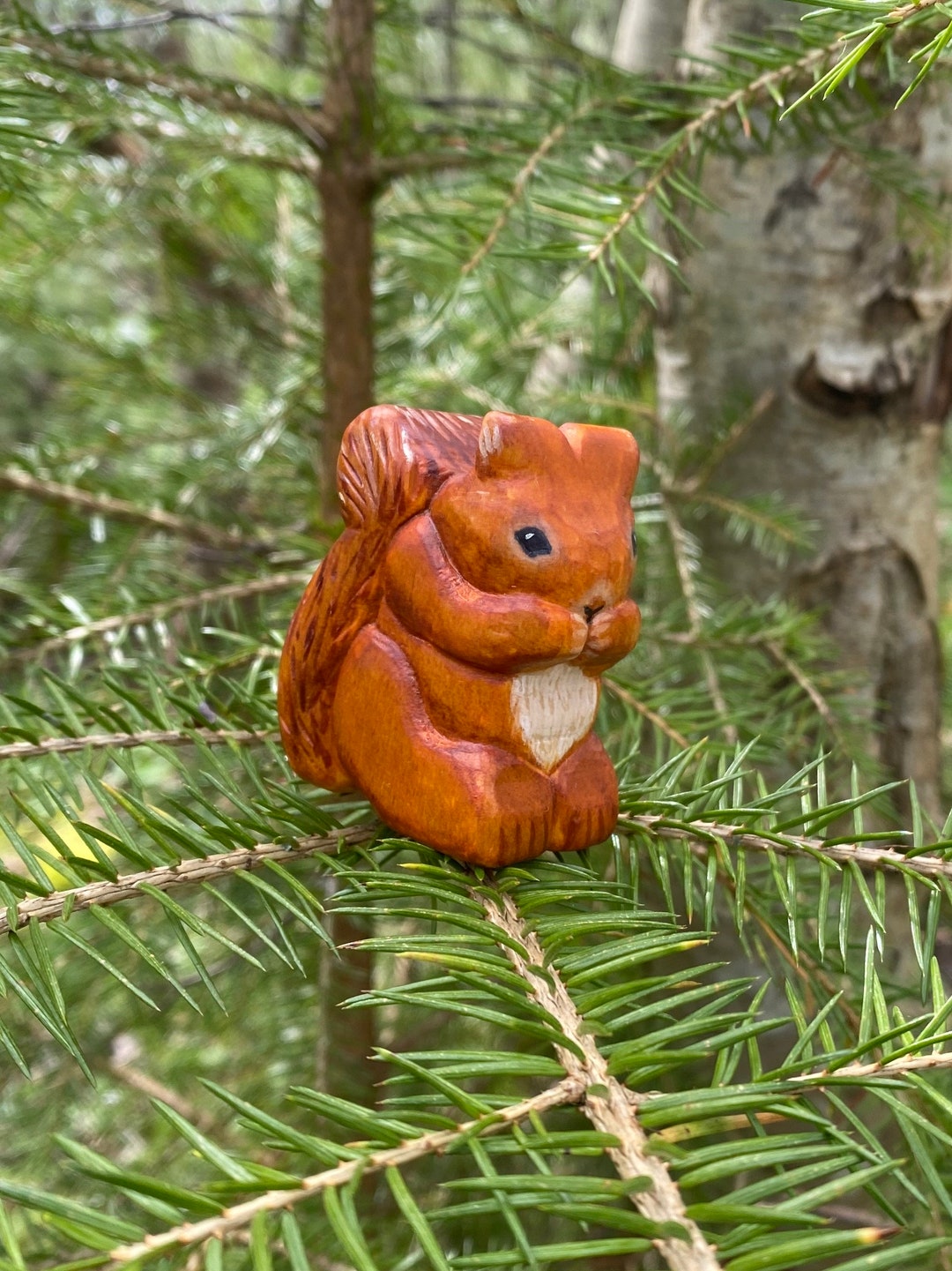 Red Squirrel Hand Carved Wooden Toy Figure - Etsy