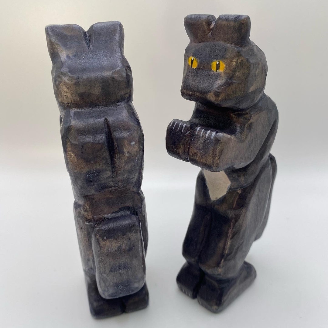 Cat Sith, Scottish Fairy Cat Mythical Creature Handmade Hand Carved ...