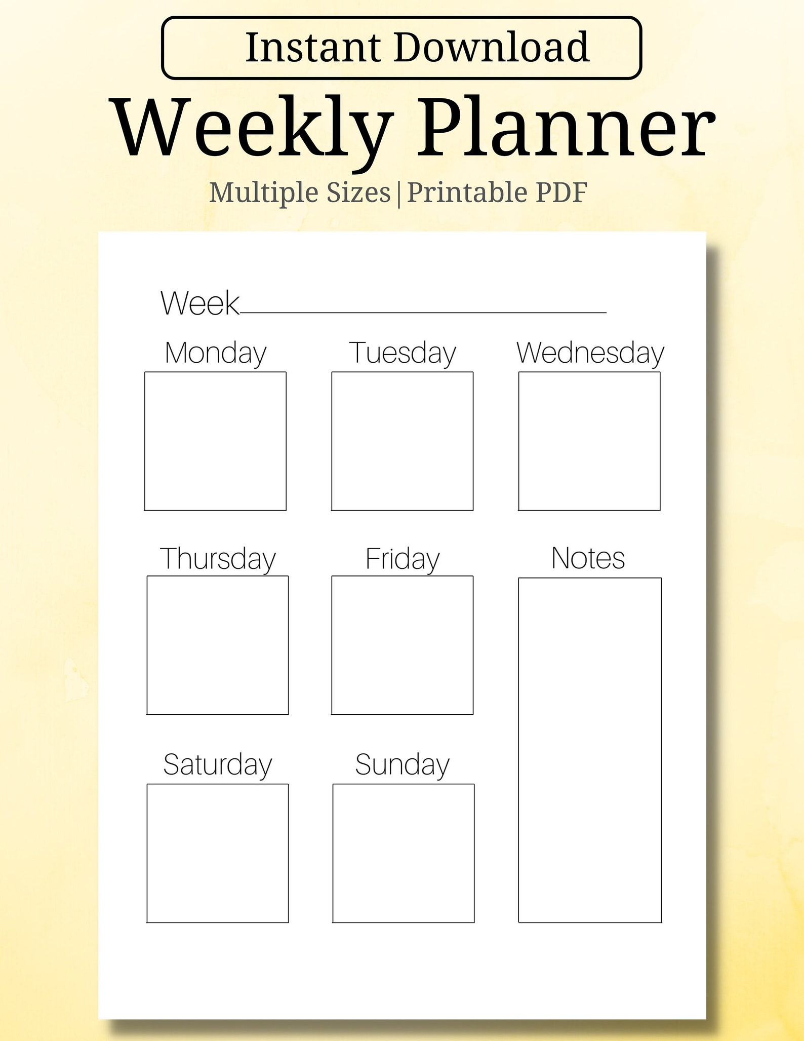 Printable Minimalist Weekly Planner for Goal Setting, To-do List, or ...