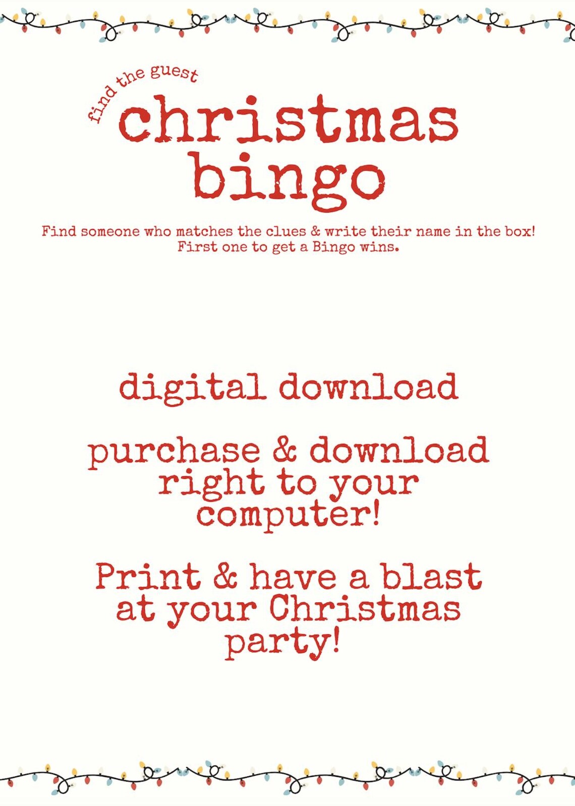 Christmas Mingle Bingo Game – Festive Holiday Party Activity, Printable ...