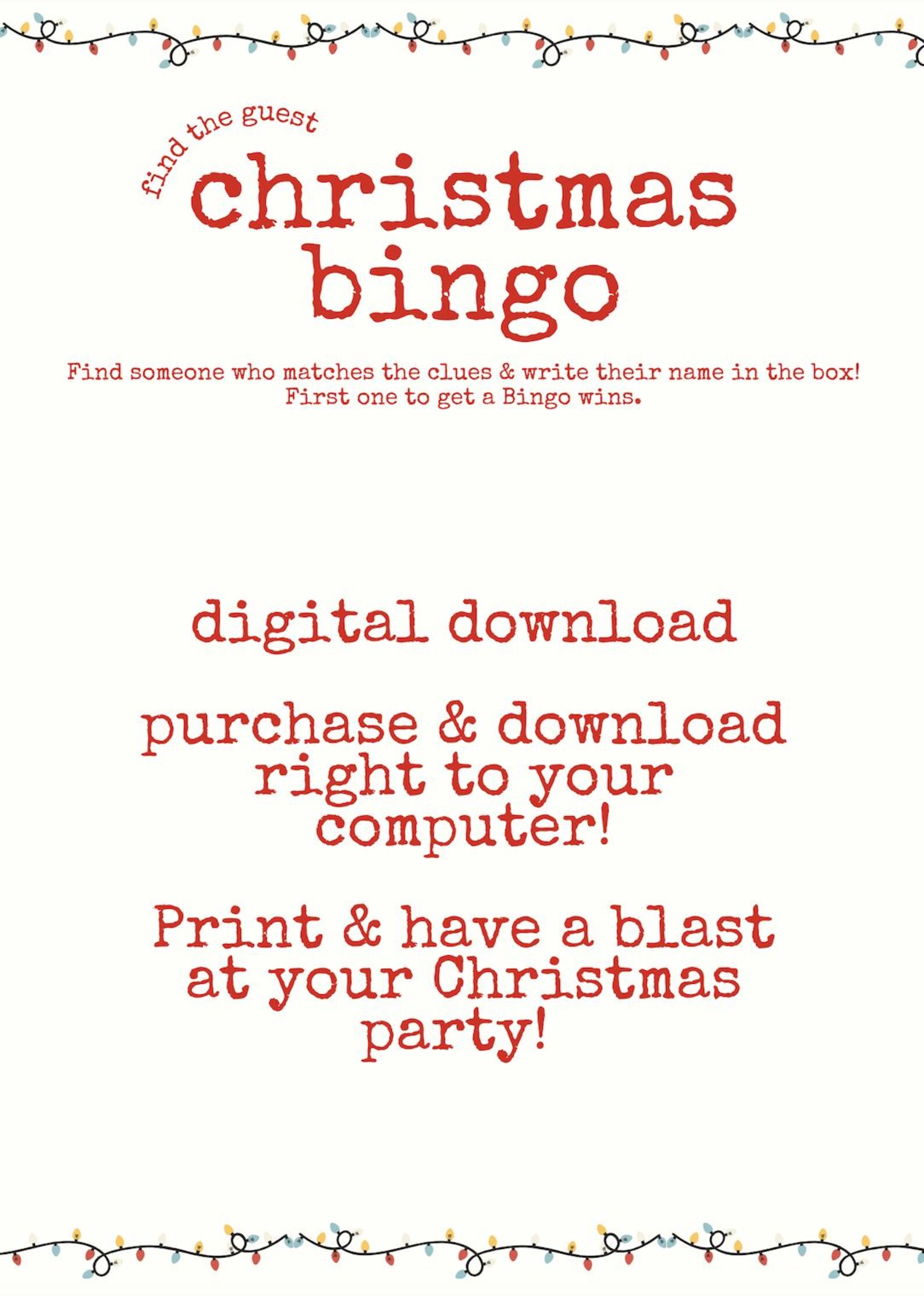 Christmas Mingle Bingo Game – Festive Holiday Party Activity, Printable ...