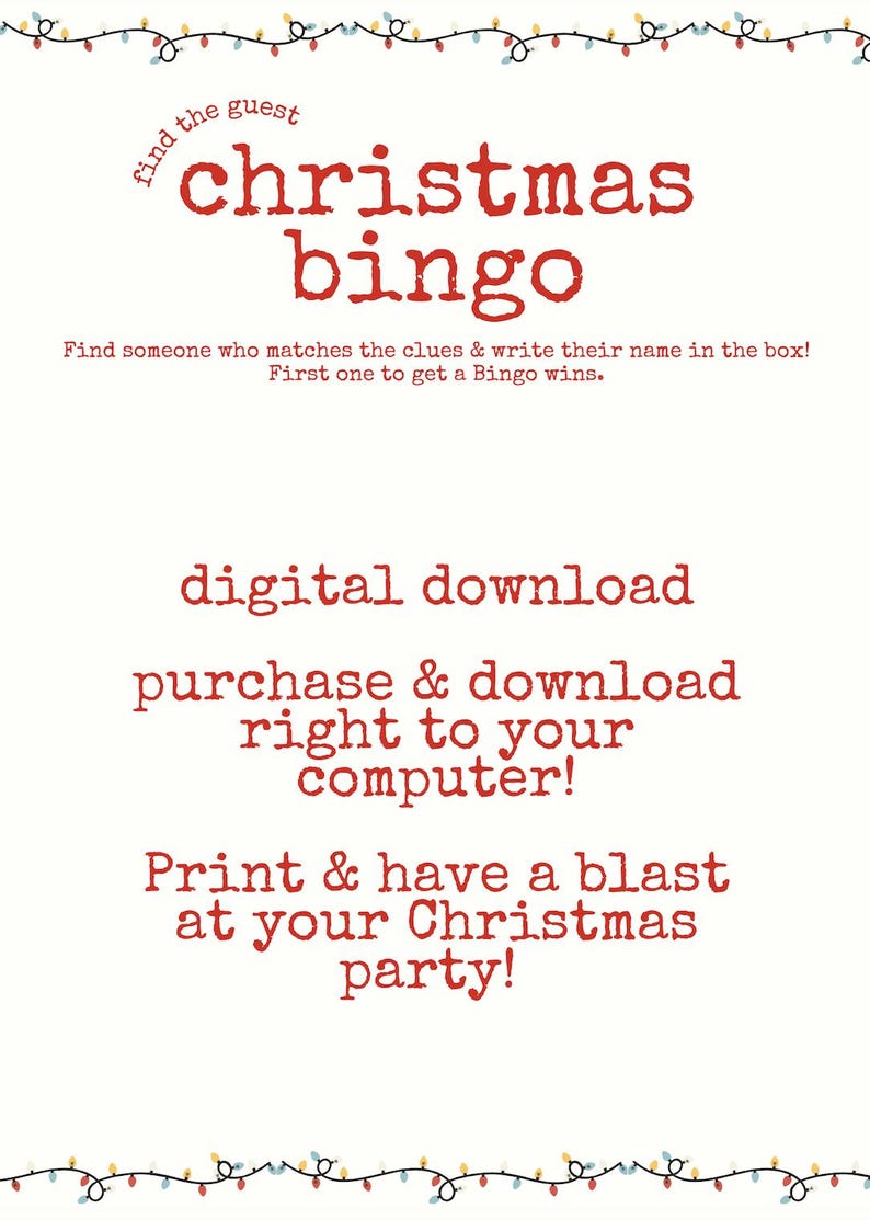 Christmas Mingle Bingo Game – Festive Holiday Party Activity, Printable ...