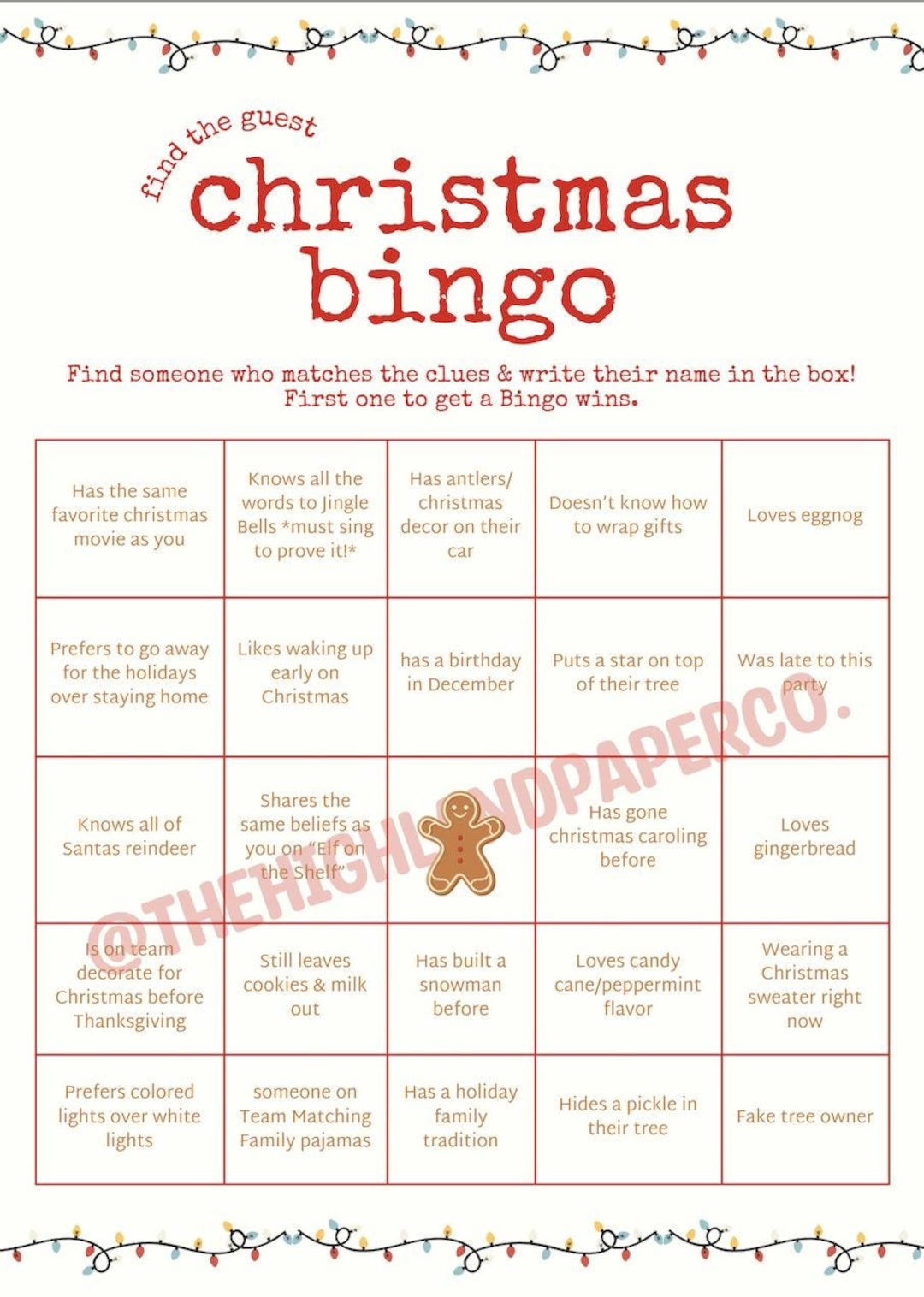 Christmas Mingle Bingo Game – Festive Holiday Party Activity, Printable ...