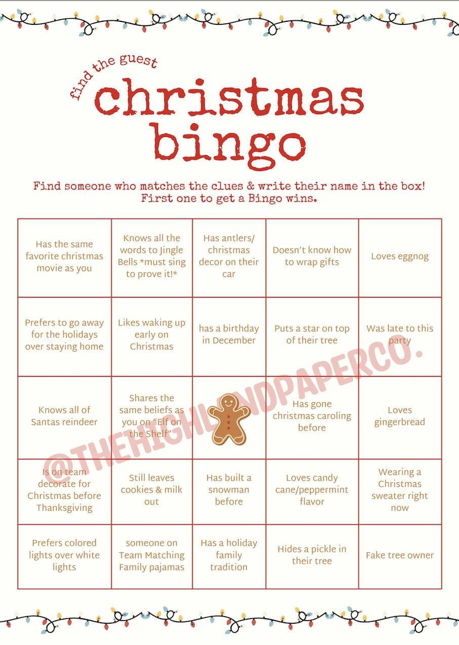 Christmas Mingle Bingo Game – Festive Holiday Party Activity, Printable ...