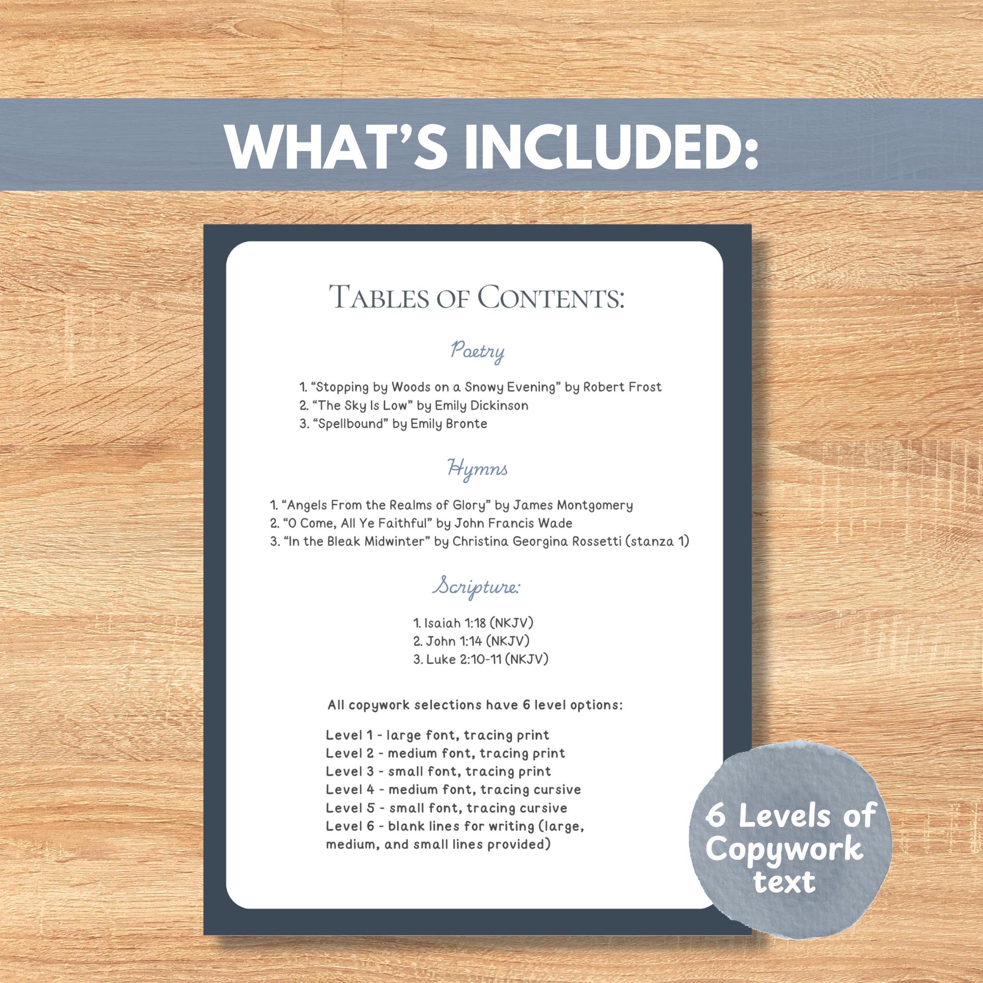 Winter Print & Cursive Handwriting Practice, Charlotte Mason Copywork ...