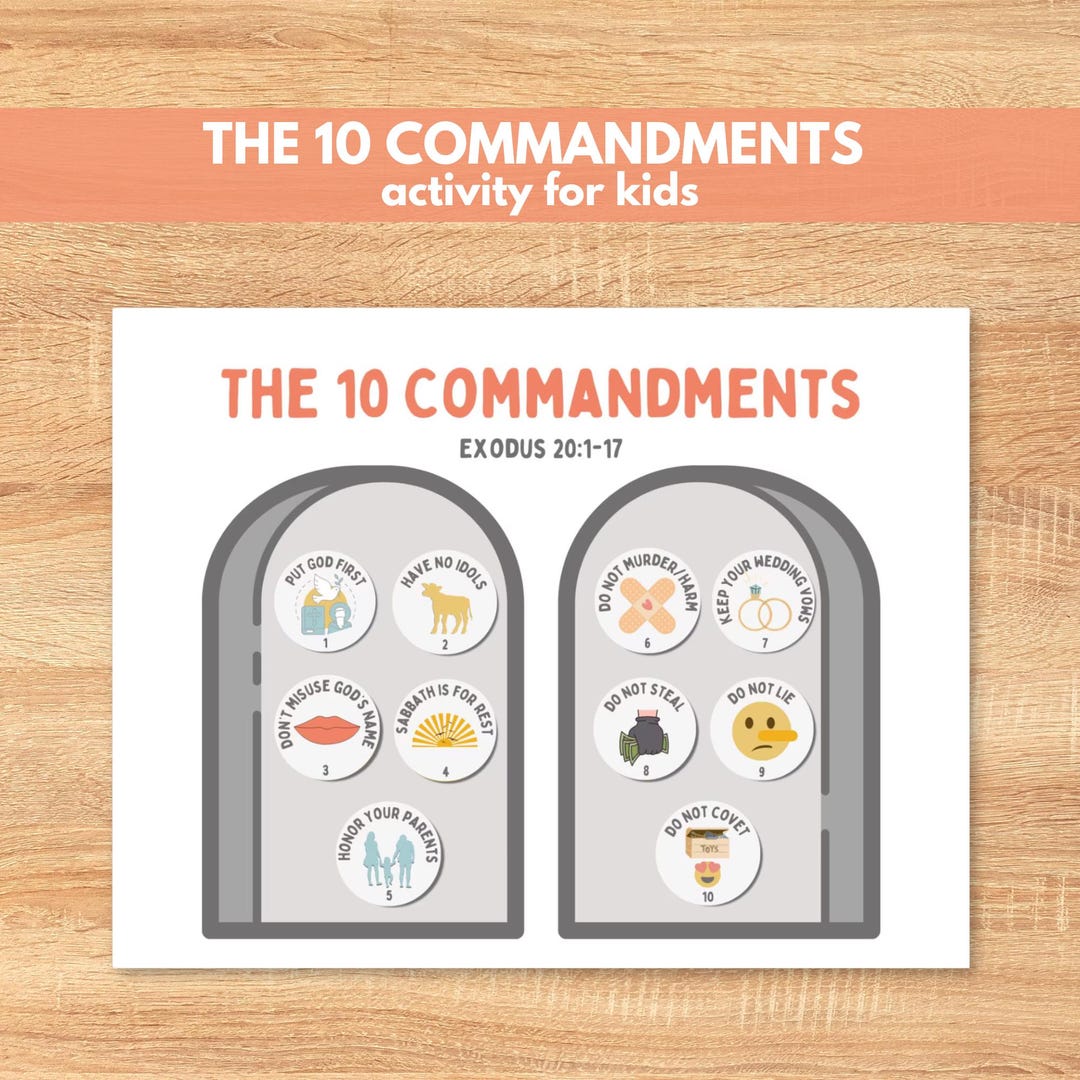 Ten Commandments Printable Activity for Kids | Sunday School Digital ...