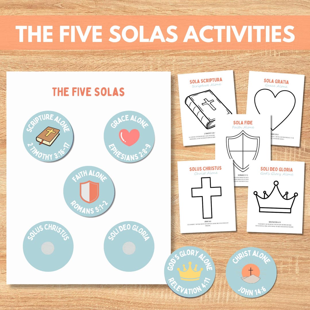 The Five Solas Matching Activity and Coloring Pages With Solas and ...