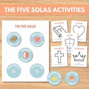 The Five Solas Matching Activity and Coloring Pages, Reformation Day ...