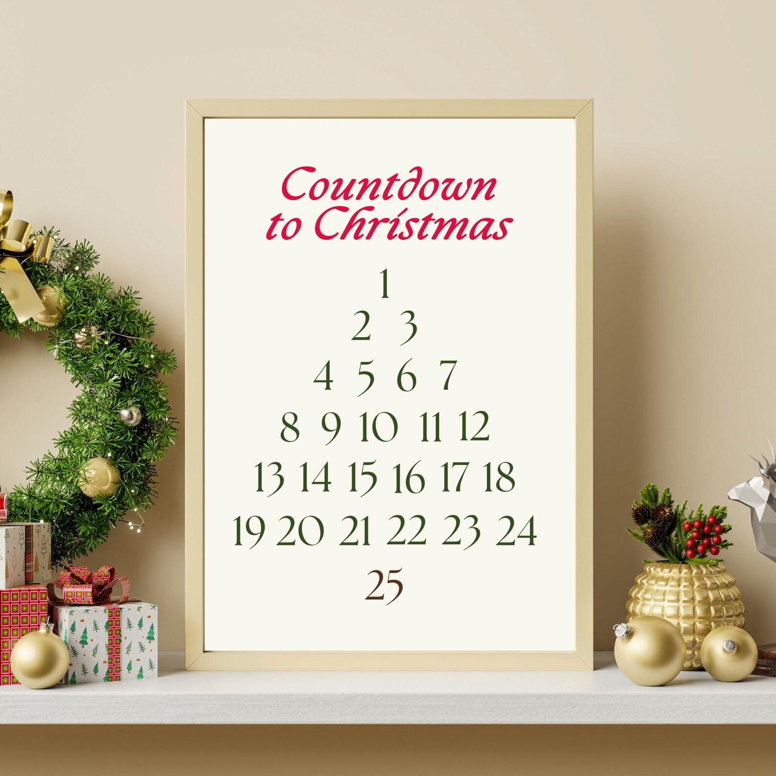 Days Till Christmas Countdown Calendar Printable | Days Until Christmas ...