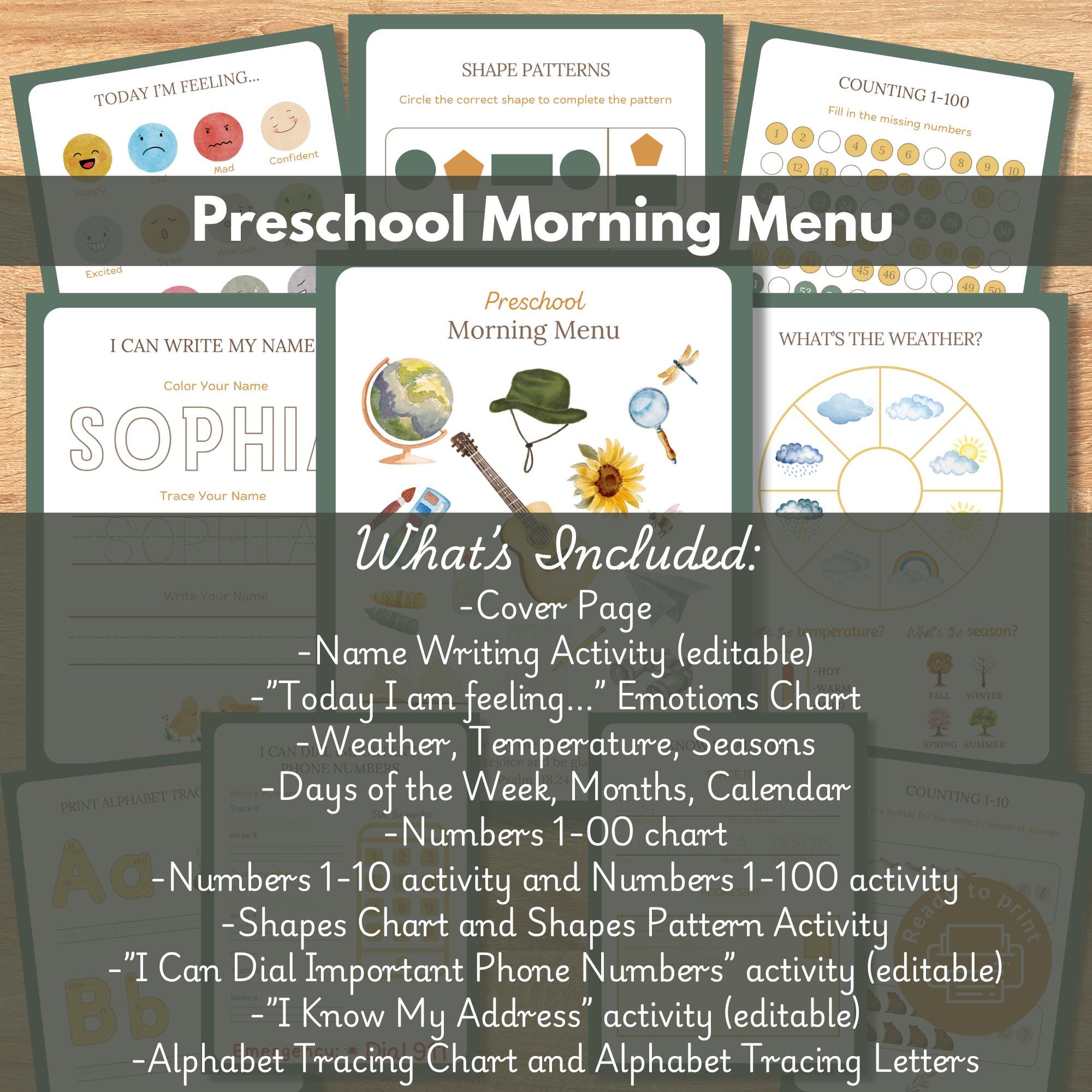 24 Preschool Morning Menu Pages, Preschool Curriculum Charlotte-mason ...