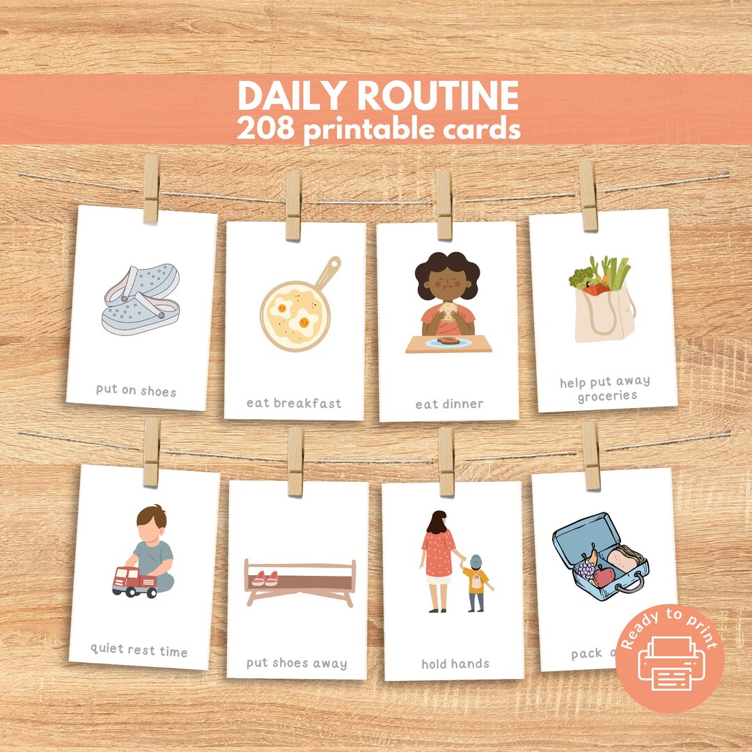 Visual Schedule Cards, Toddler Daily Routine, Kids Chore Chart (digital ...
