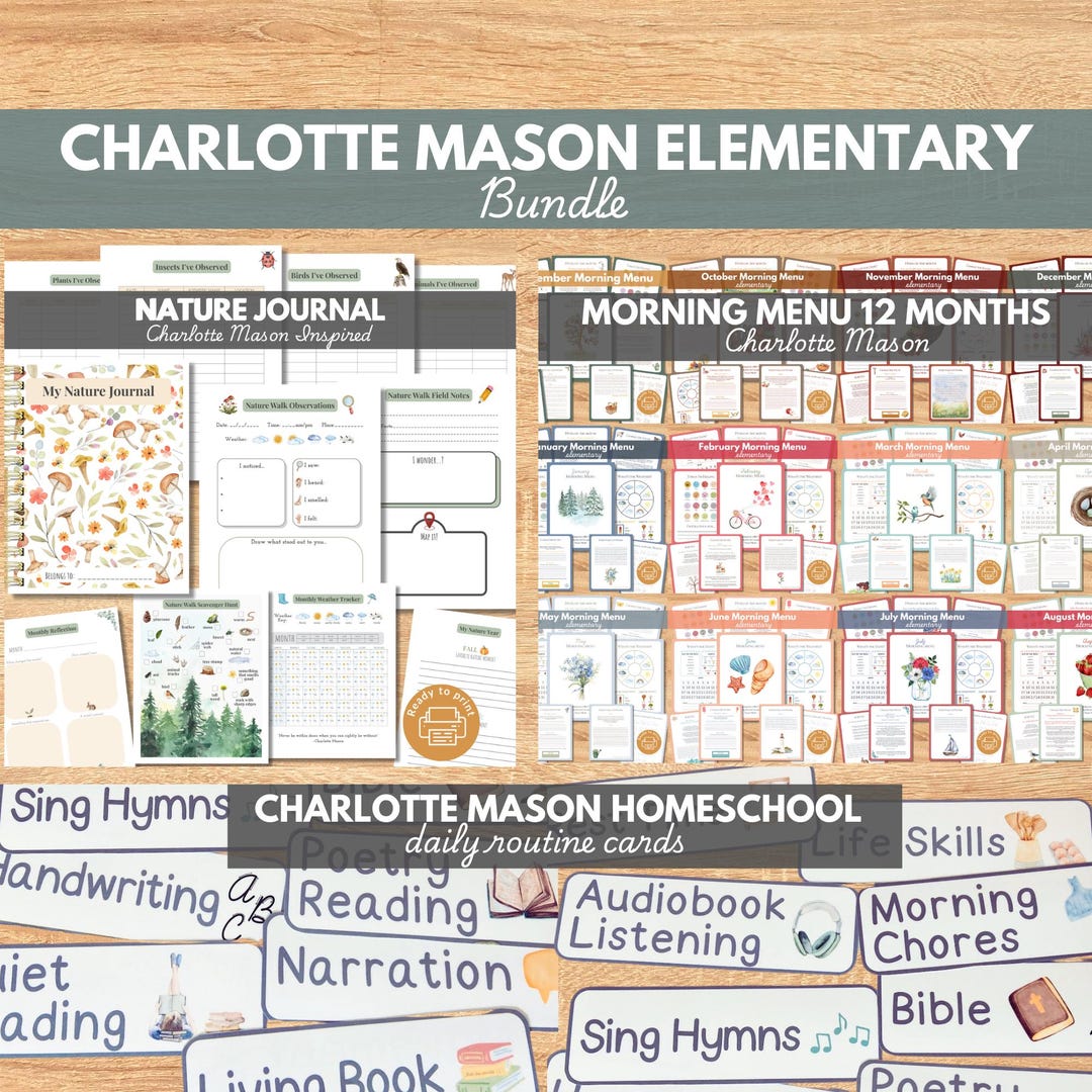 Charlotte Mason Elementary Homeschool Curriculum Bundle: Morning Menu ...