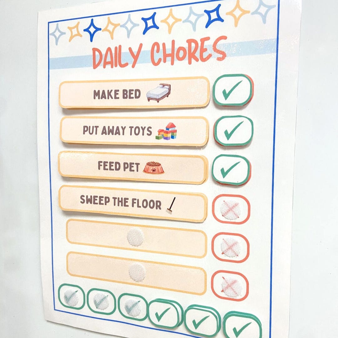 Visual Chore Chart for Kids, Daily Morning Evening Responsibilities ...