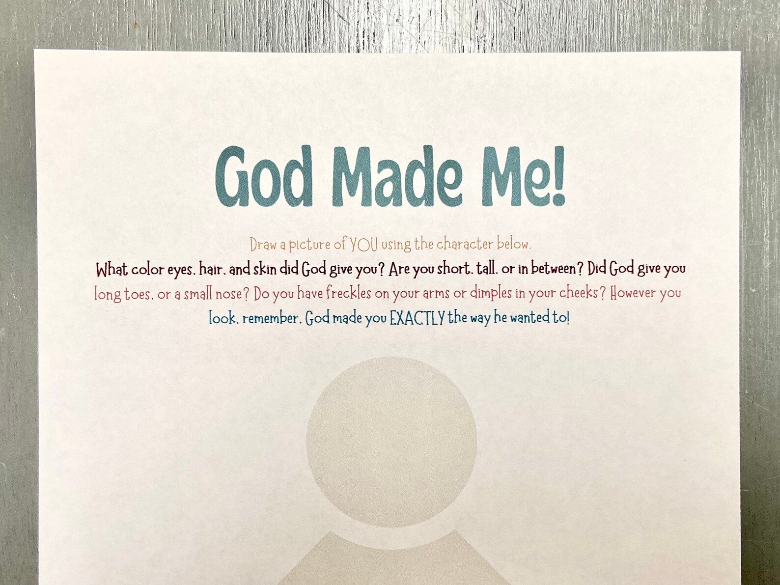 Made in God's Image Printable Bible Lesson: God Made Me Activity ...