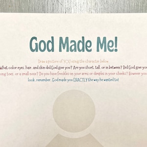 Made in God's Image Printable Bible Lesson: God Made Me Activity ...