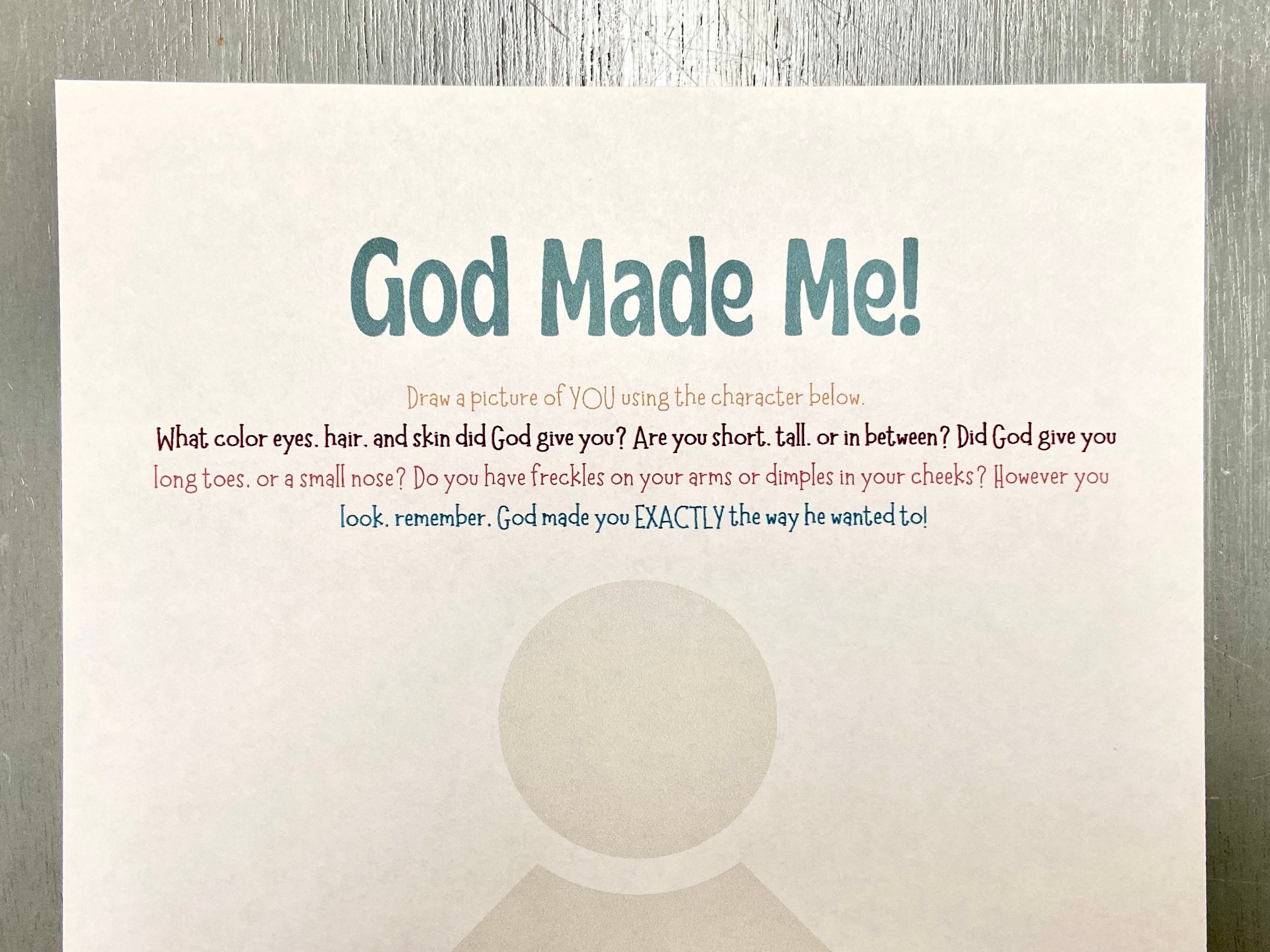 Made in God's Image Printable Bible Lesson: God Made Me Activity ...