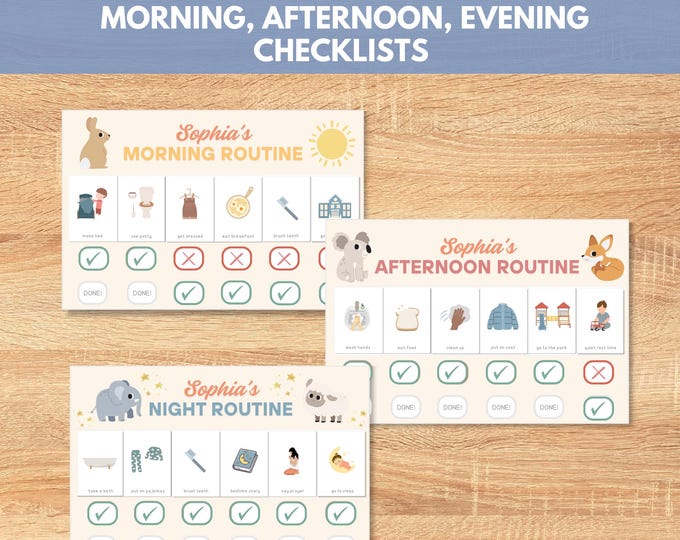 Daily Visual Routine Chart With Cards Morning Afternoon Evening ...