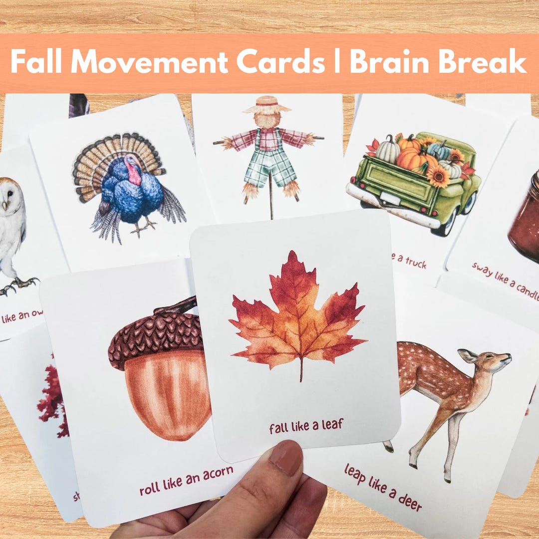 Fall Movement Cards | Brain Break Cards for Fall | Gross Motor Activity ...