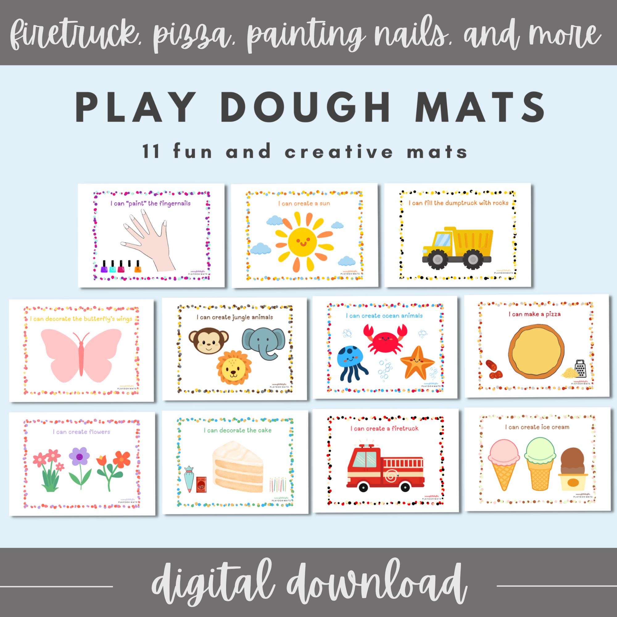 Play Dough Mats Bundle – Sensory Animals, Pizza, Trucks (digital ...