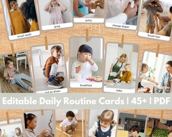 Kids DAILY ROUTINE & CHORE Flashcards X94 Editable - Etsy