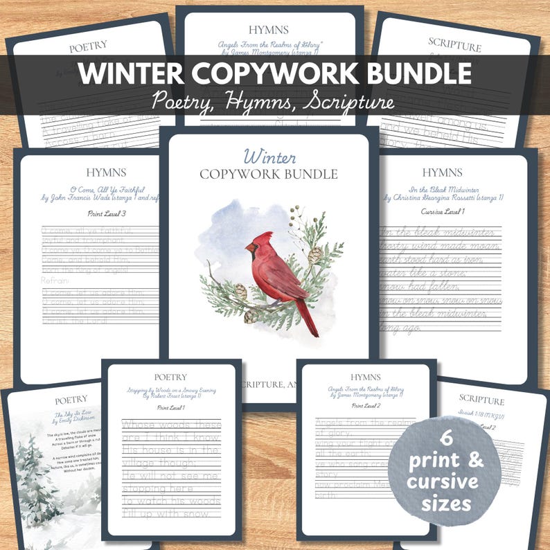 Winter Print & Cursive Handwriting Practice, Charlotte Mason Copywork ...