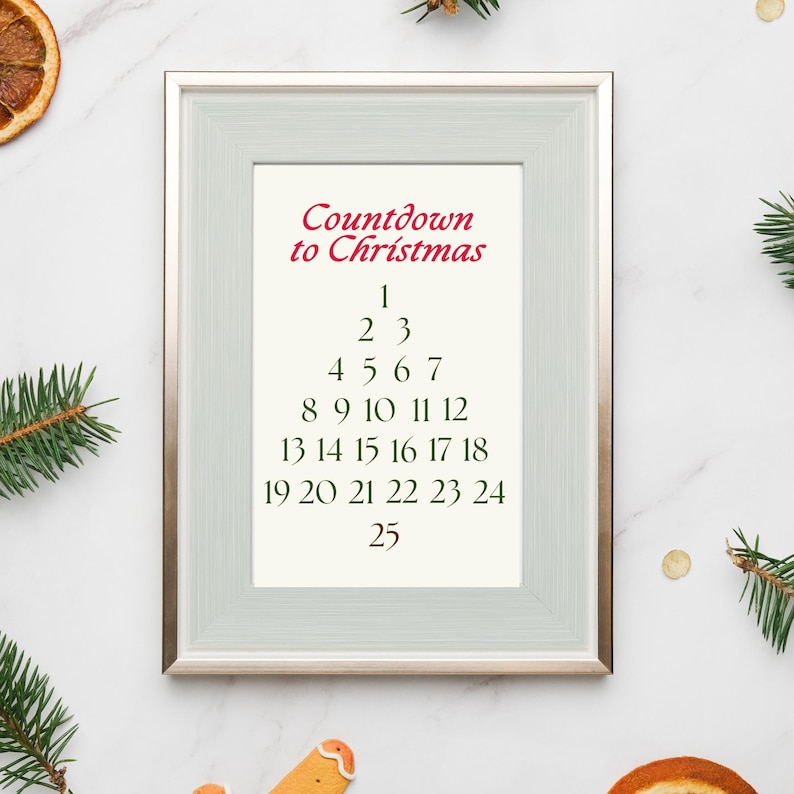 Days Till Christmas Countdown Calendar Printable | Days Until Christmas ...